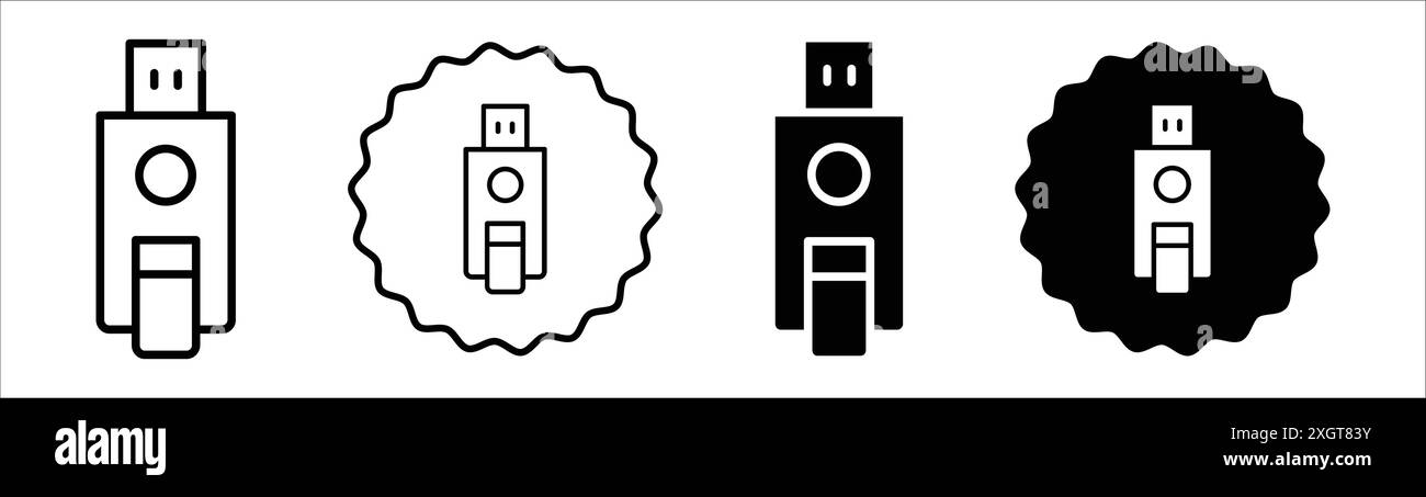 Inclined pendrive icon logo sign vector outline in black and white ...