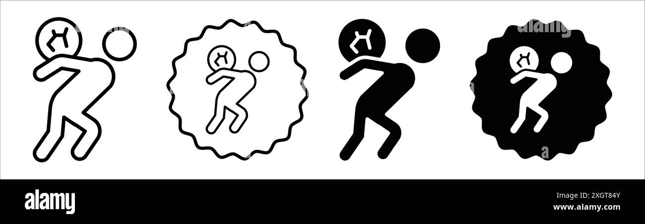 Heavy burden icon logo sign vector outline in black and white color ...