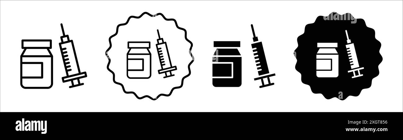 Insulin icon logo sign vector outline in black and white color Stock ...