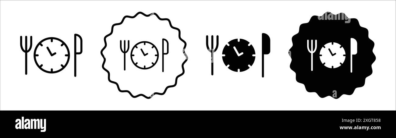 Intermittent fasting icon logo sign vector outline in black and white ...
