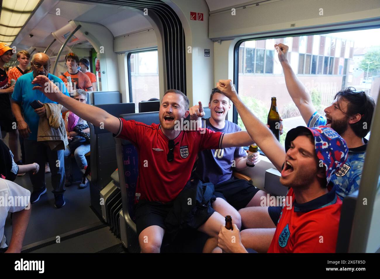 England fans on a train heading to Dortmund ahead the UEFA Euro 2024 ...