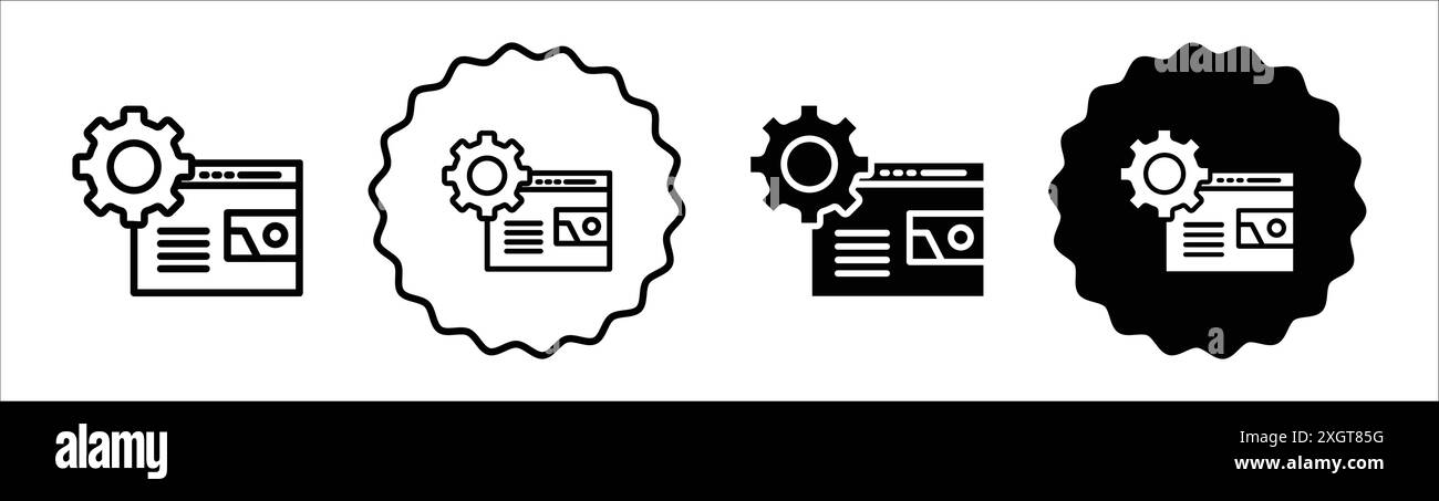 Front end development icon logo sign vector outline in black and white ...