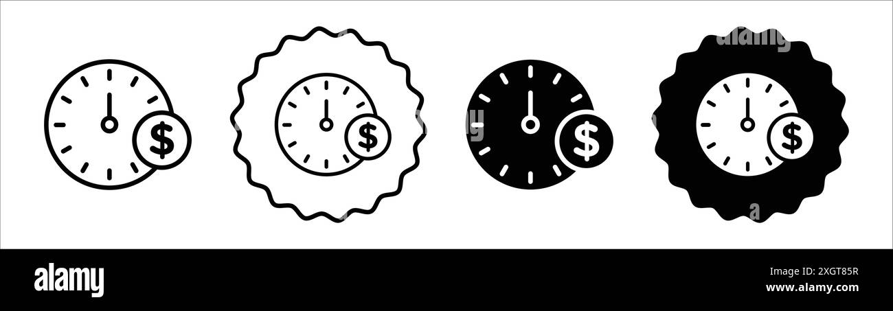 Duration icon logo sign vector outline in black and white color Stock ...