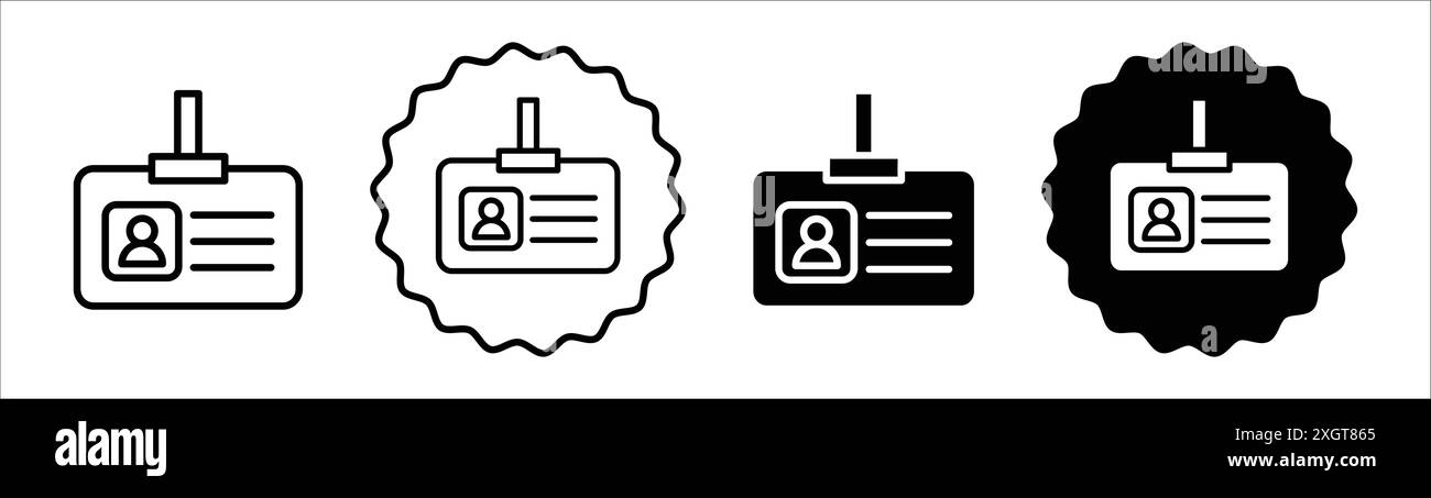 Identification badge icon logo sign vector outline in black and white ...