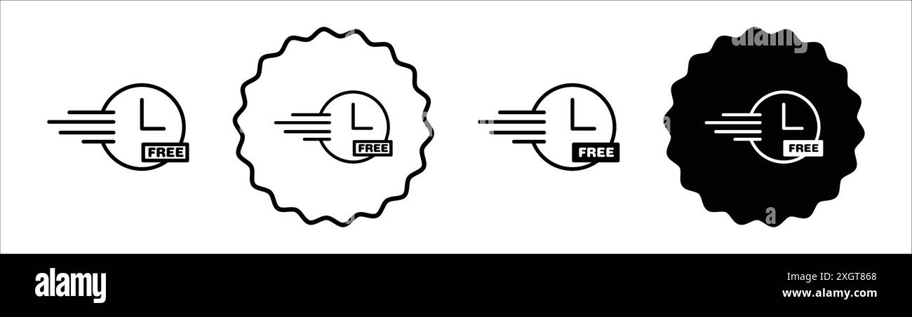 Free time icon logo sign vector outline in black and white color Stock ...