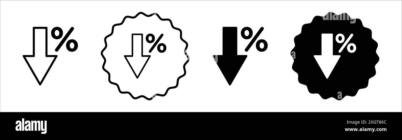 Interest rate reduction or percent down icon logo sign vector outline ...