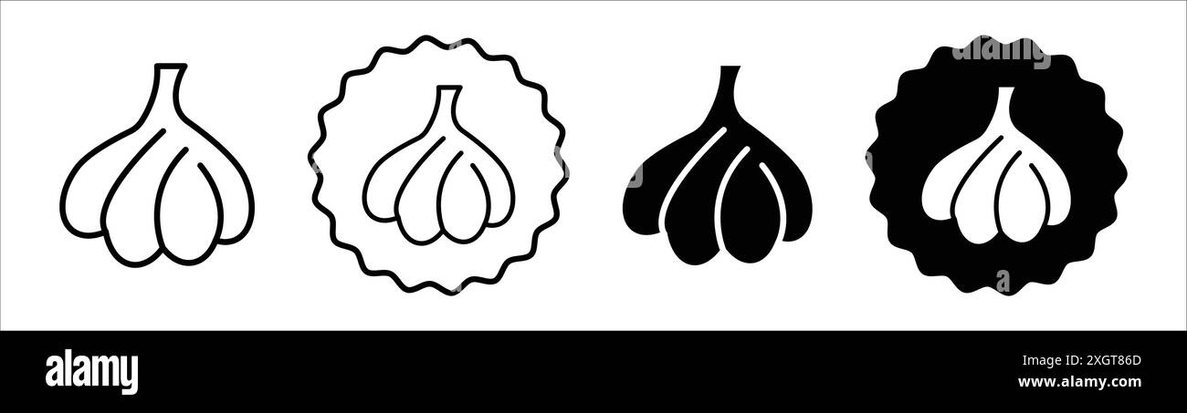 Garlic icon logo sign vector outline in black and white color Stock ...