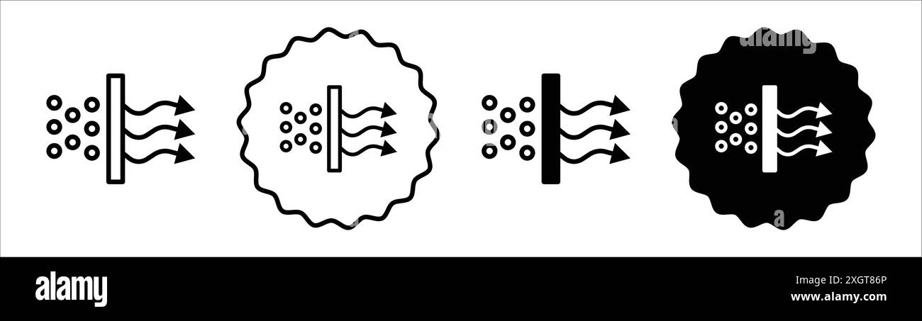Filtration air icon logo sign vector outline in black and white color ...