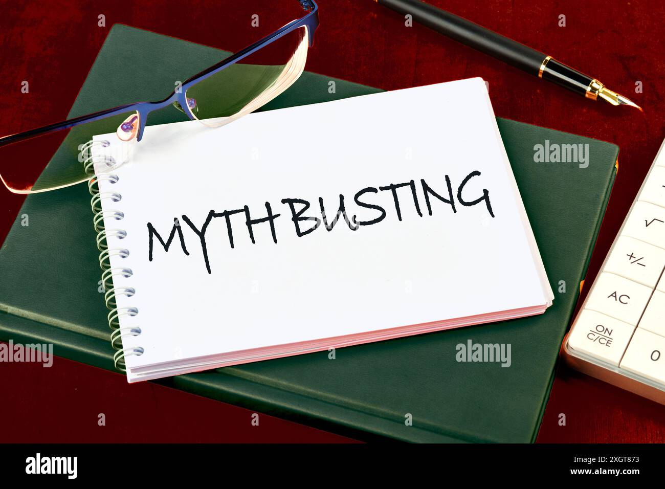 Concept MYTH BUSTING word, text on a blank page of a notebook Stock ...