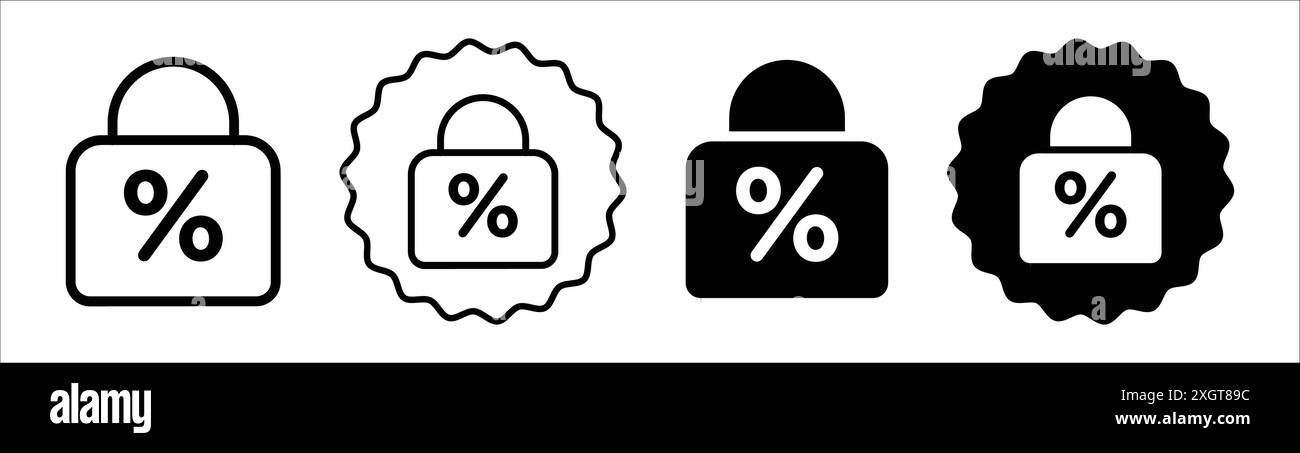 Fixed rate mortgage icon logo sign vector outline in black and white ...