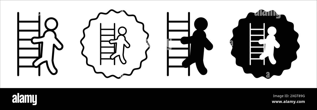 Man climbing icon logo sign vector outline in black and white color ...