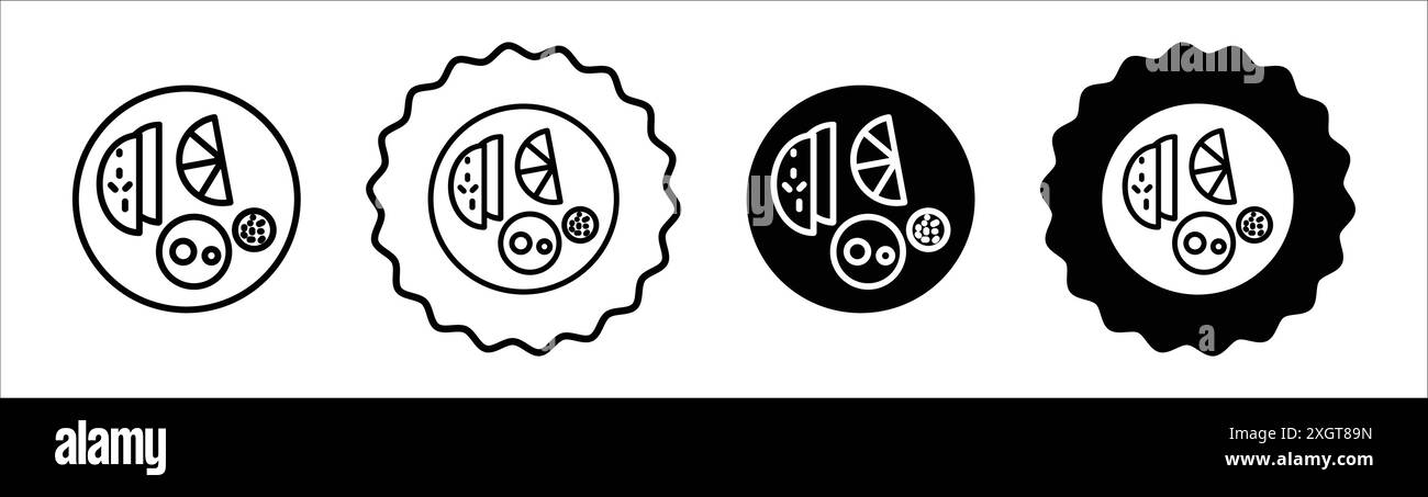 Indian thali icon logo sign vector outline in black and white color ...