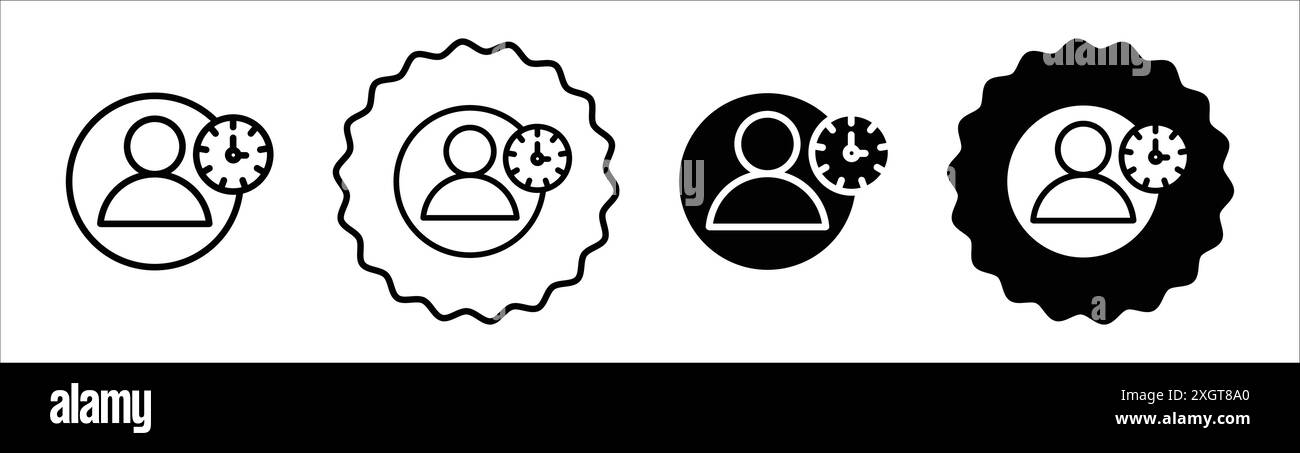 Free time icon logo sign vector outline in black and white color Stock ...