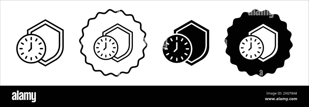 Long term protection icon logo sign vector outline in black and white ...