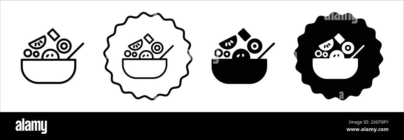 Ingredients mix icon logo sign vector outline in black and white color ...