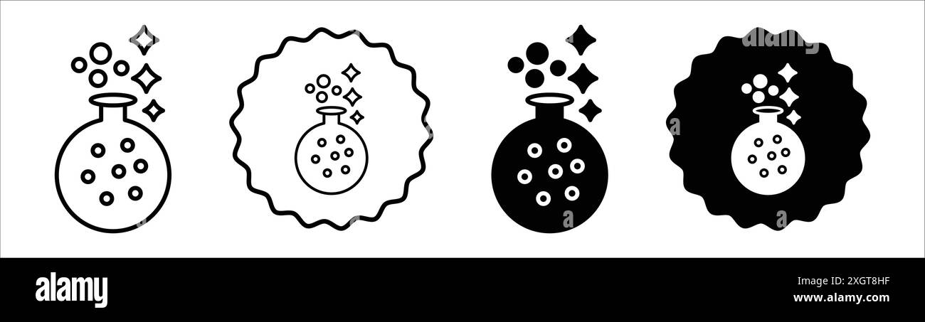 Magic potion icon logo sign vector outline in black and white color ...