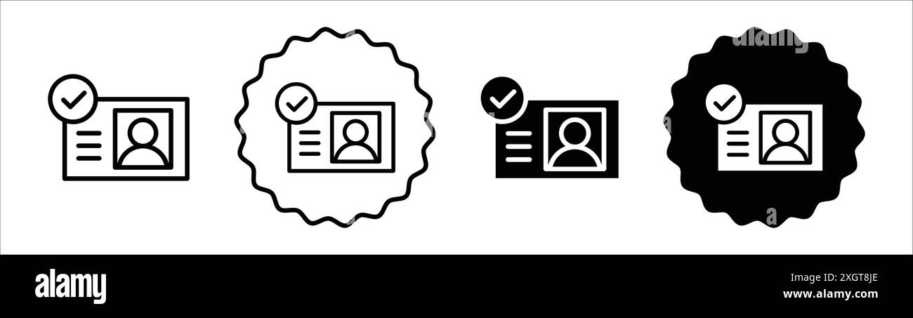 Kyc icon logo sign vector outline in black and white color Stock Vector ...