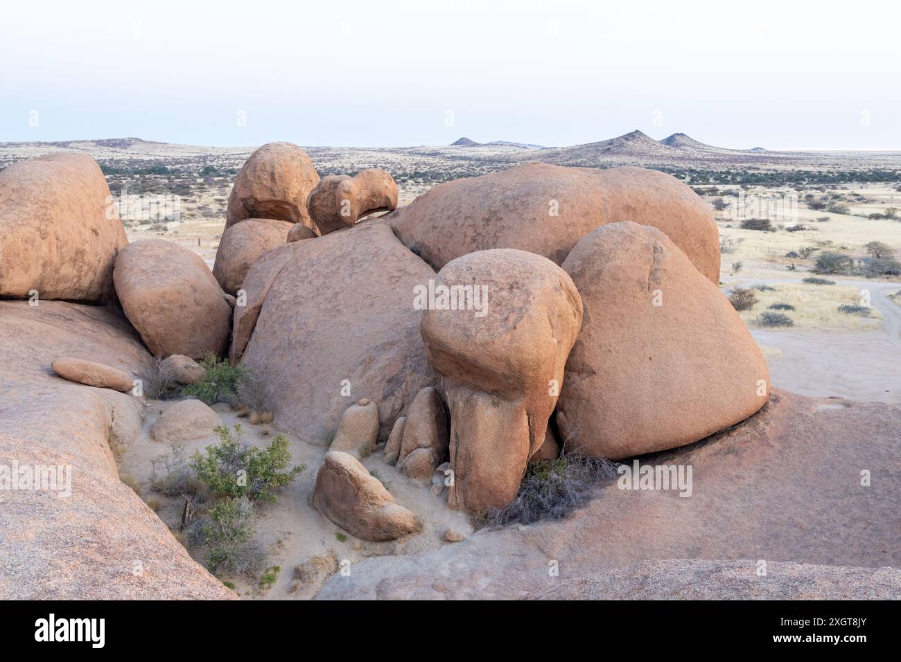 Sunset near Spitzkoppe, a famous granite peak in the center of namibia ...