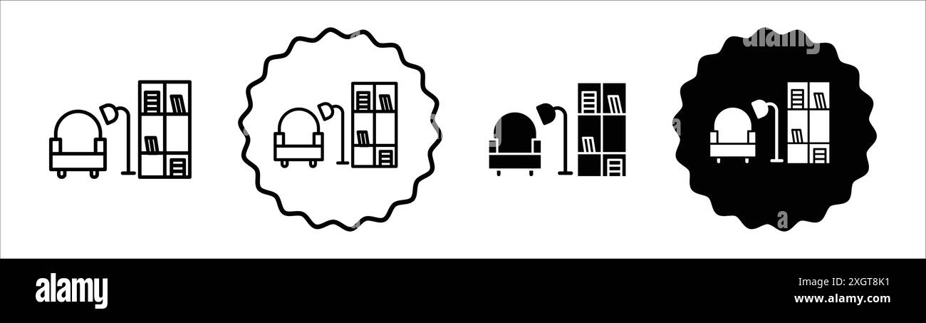 Lounge icon logo sign vector outline in black and white color Stock ...