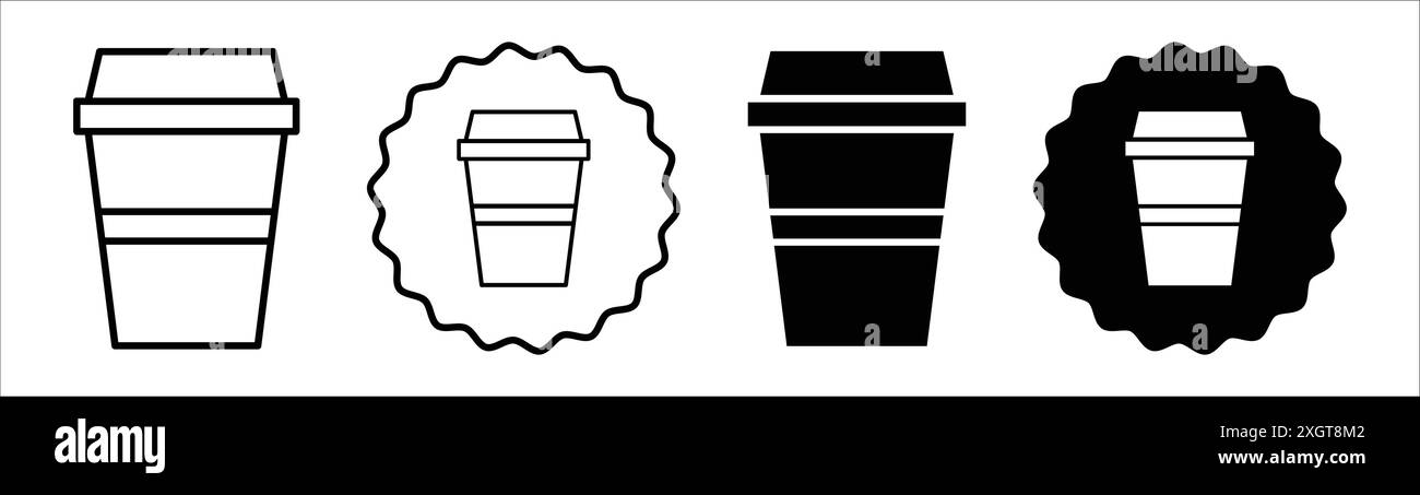 Plastic glass icon logo sign vector outline in black and white color ...