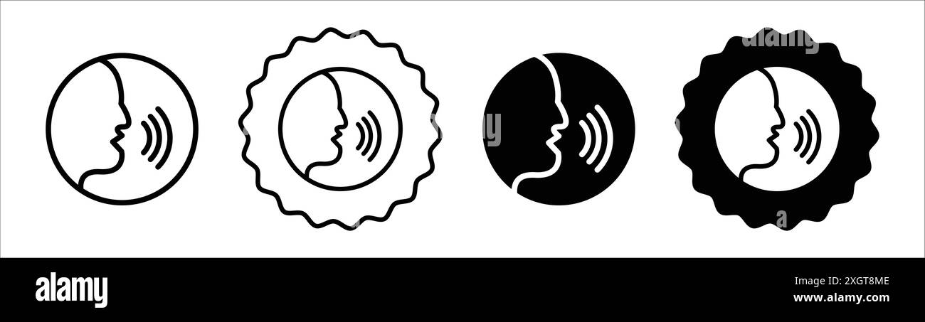 Pronunciation icon logo sign vector outline in black and white color ...