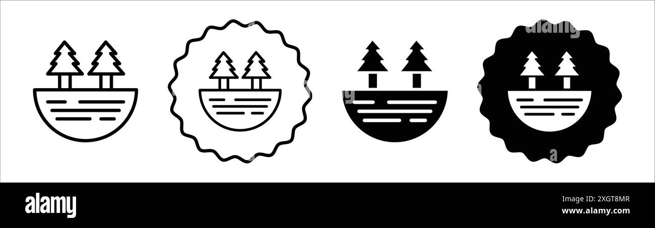 Lake icon logo sign vector outline in black and white color Stock ...