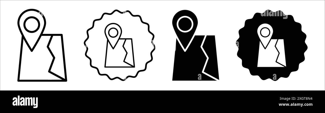 Map icon logo sign vector outline in black and white color Stock Vector ...