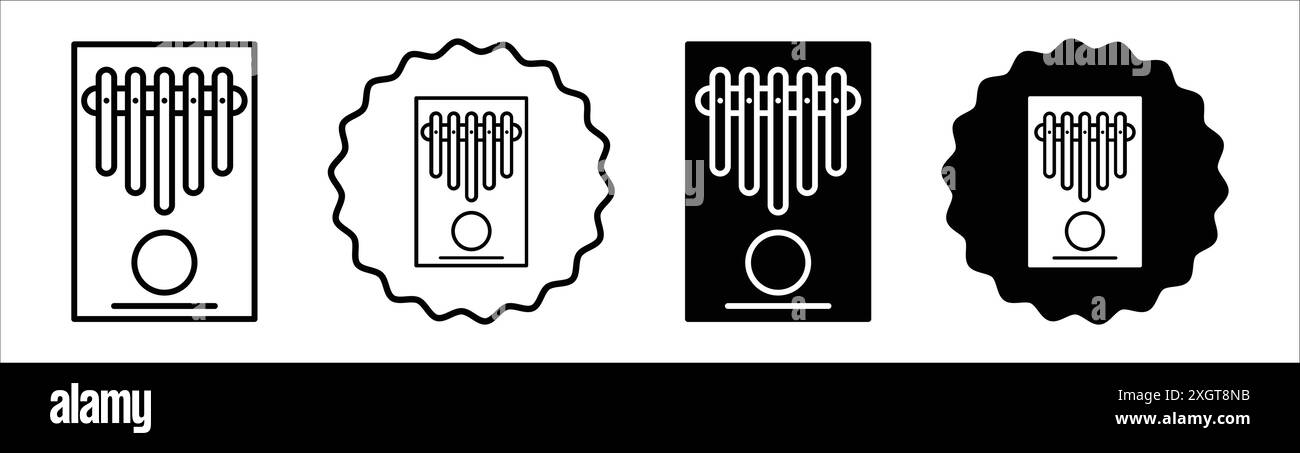Kalimba Icon logo sign vector outline in black and white color Stock ...