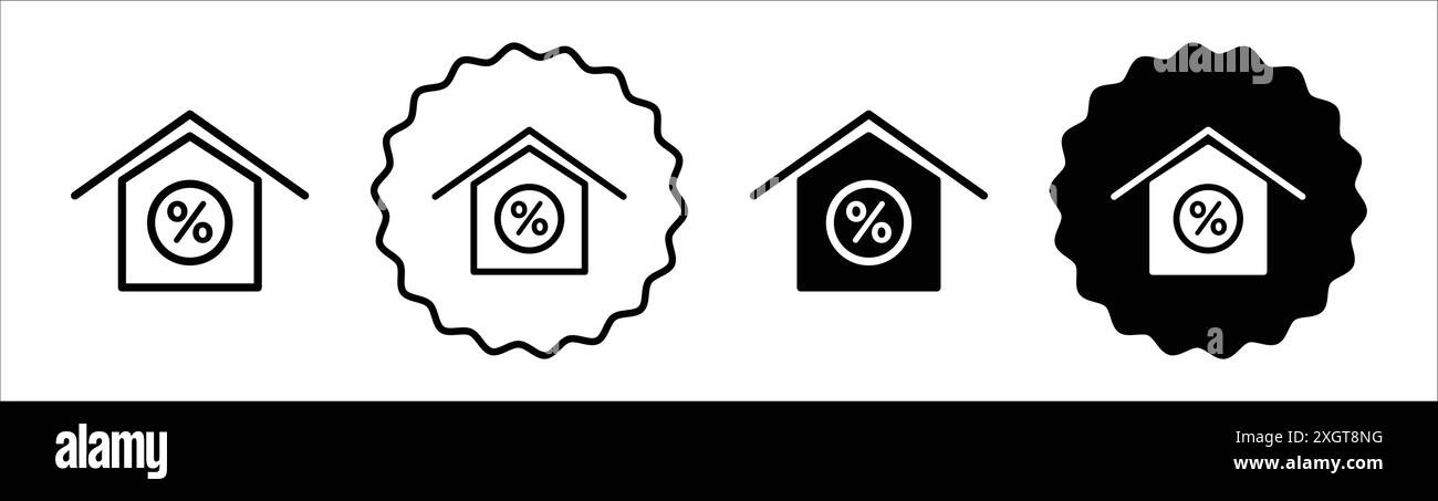 Mortgage rate icon logo sign vector outline in black and white color ...