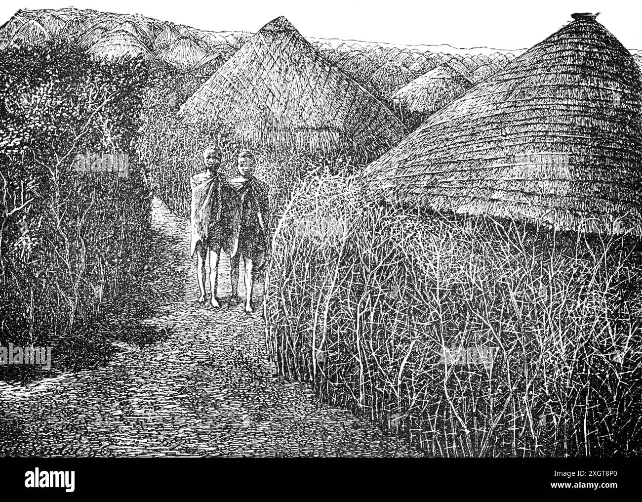 Village in Botswana or Republic of Botswana, former Bechuanaland ...