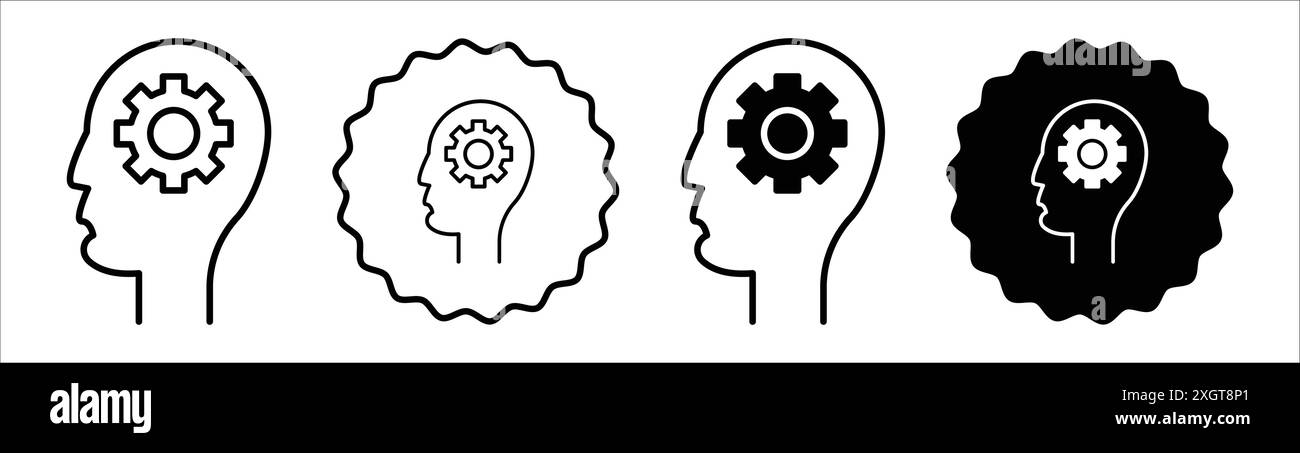 Realization icon logo sign vector outline in black and white color ...