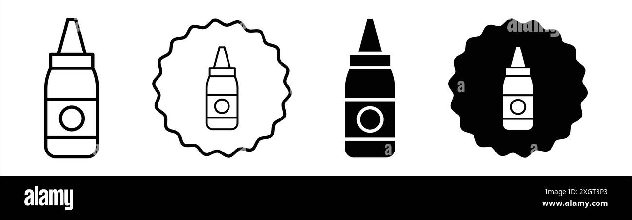 Ketchup icon logo sign vector outline in black and white color Stock ...