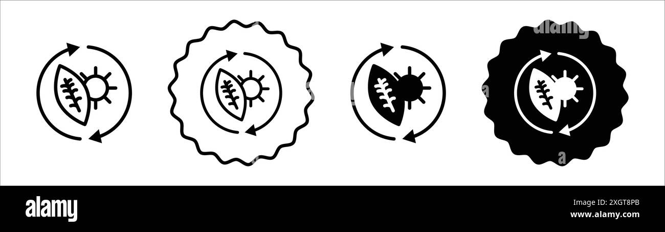 Photosynthesis icon logo sign vector outline in black and white color ...