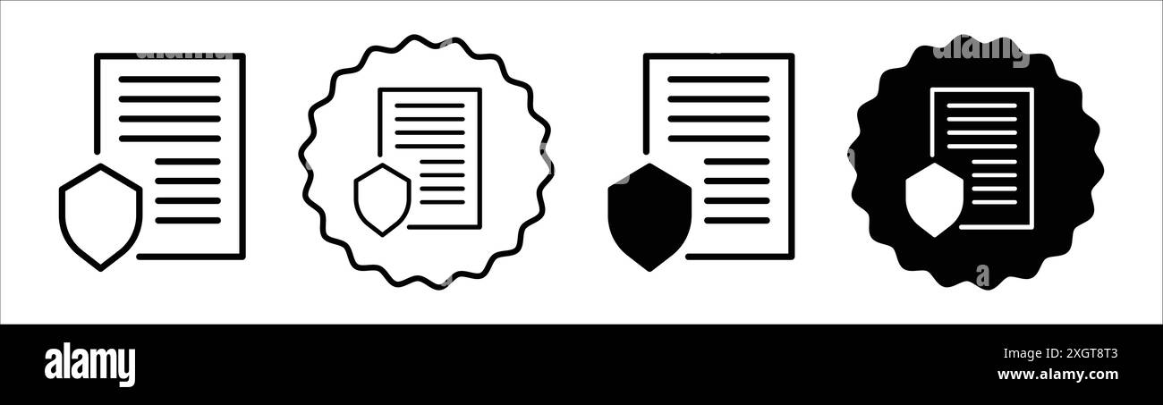 Legal protection icon logo sign vector outline in black and white color ...