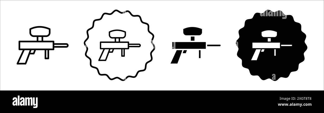 Paintball icon logo sign vector outline in black and white color Stock ...