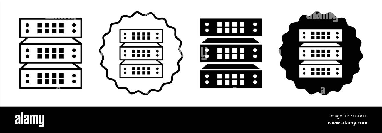 Network switch icon logo sign vector outline in black and white color ...