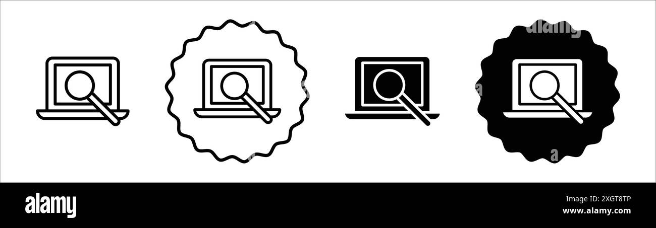 Laptop monitoring screen icon logo sign vector outline in black and ...