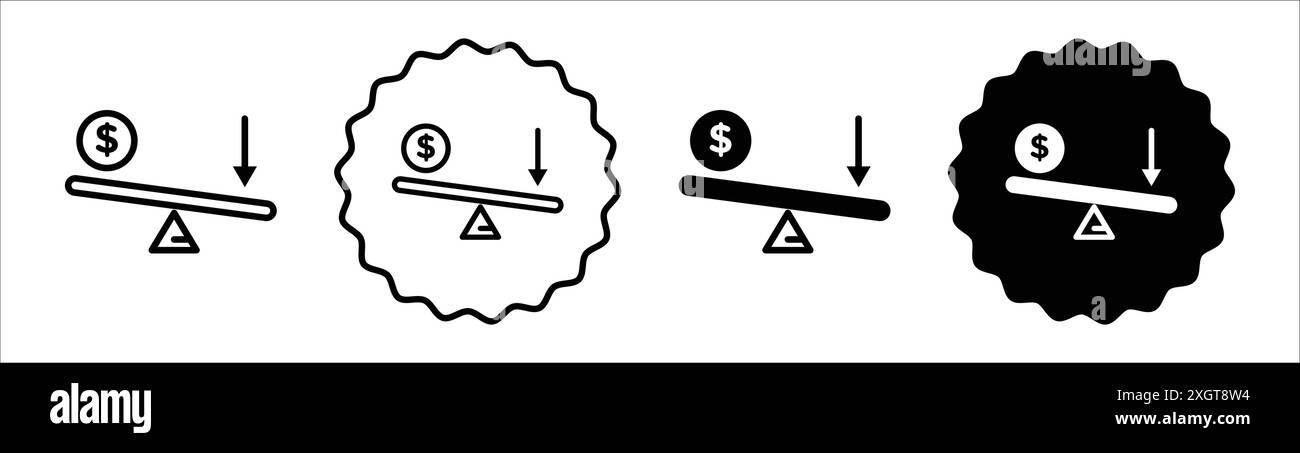 Leverage icon logo sign vector outline in black and white color Stock ...