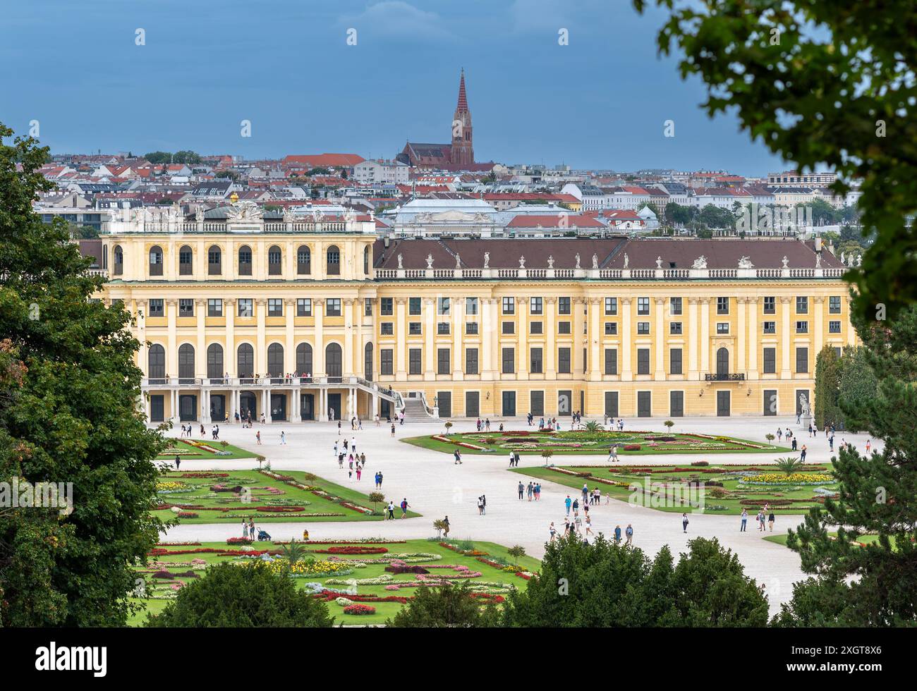 Vienna, Austria, August 20, 2022. Enchanting aerial view of the gardens ...