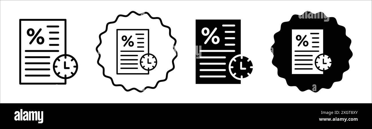 Loan rate and term icon logo sign vector outline in black and white ...