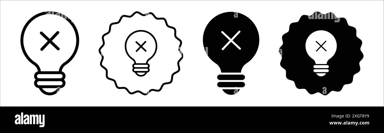 Light off icon logo sign vector outline in black and white color Stock ...