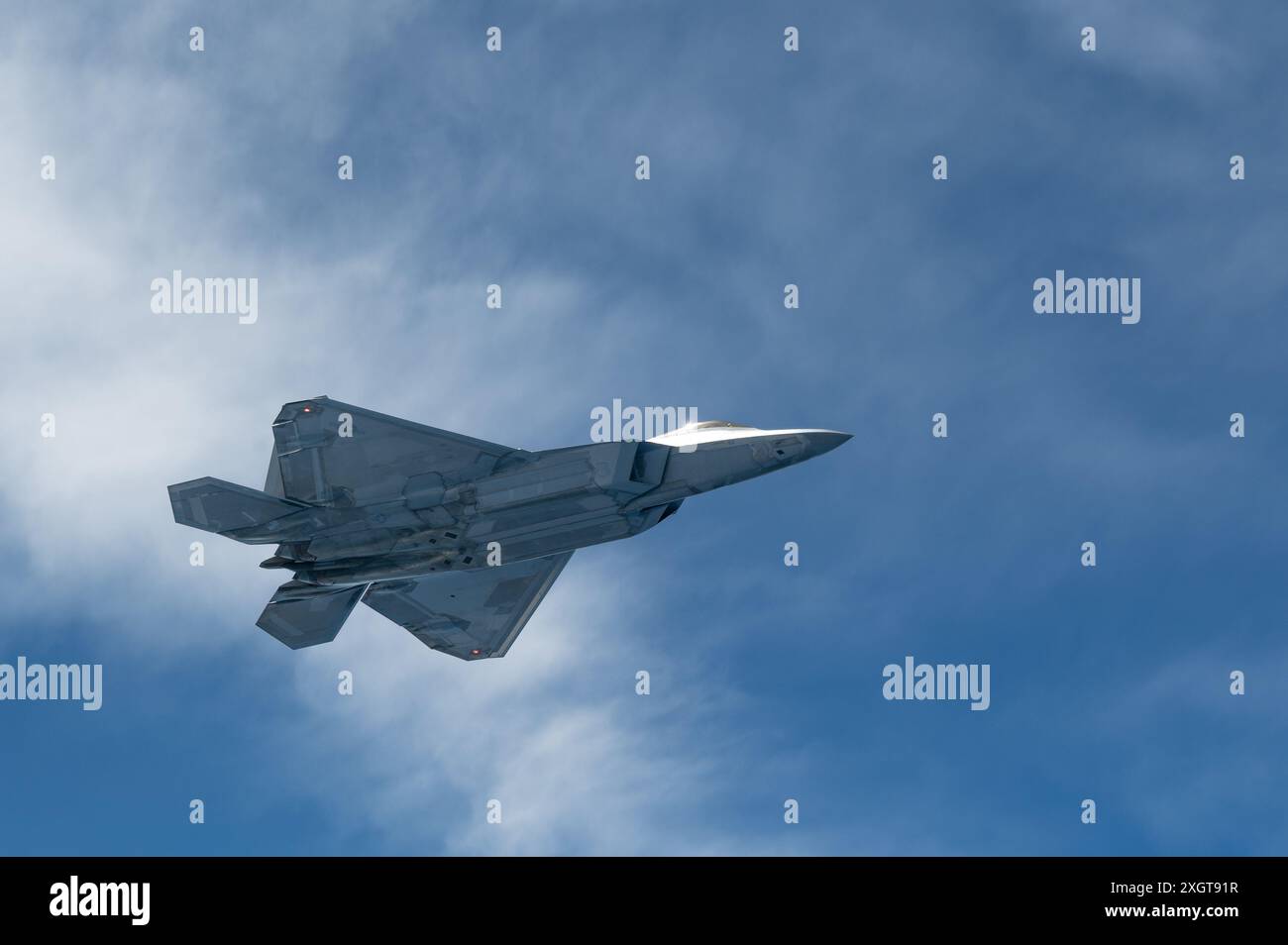 An F-22 Raptor flies in a sortie during a fini flight for U.S. Air ...