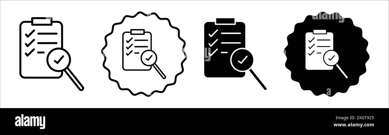 Quality check icon logo sign vector outline in black and white color ...