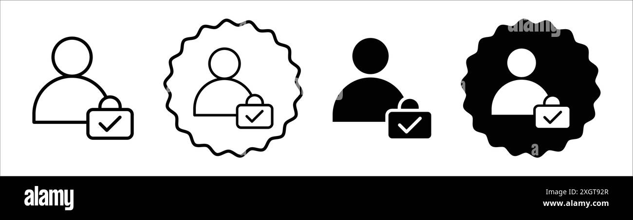 Permanent employee icon logo sign vector outline in black and white ...