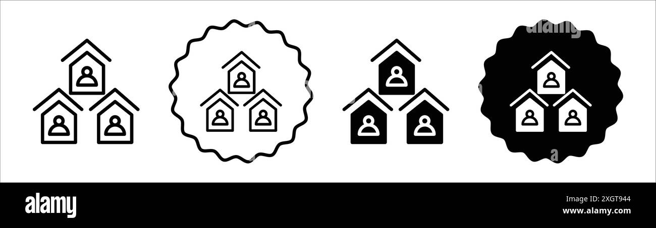 Neighbor icon logo sign vector outline in black and white color Stock ...