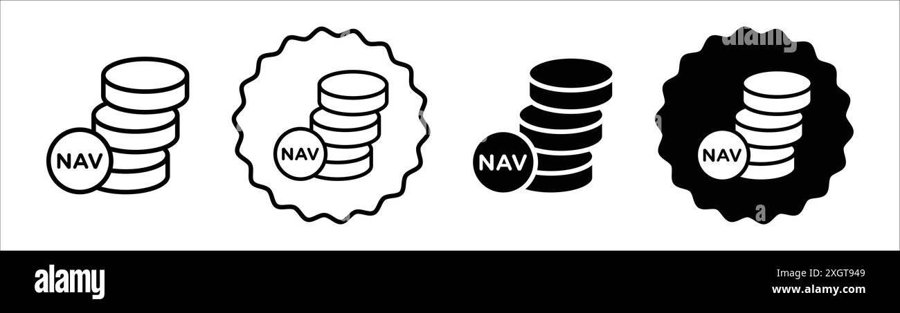 Net asset value icon logo sign vector outline in black and white color ...