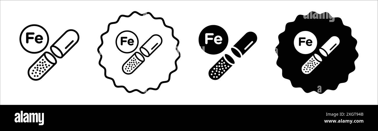 Mineral Fe icon logo sign vector outline in black and white color Stock ...