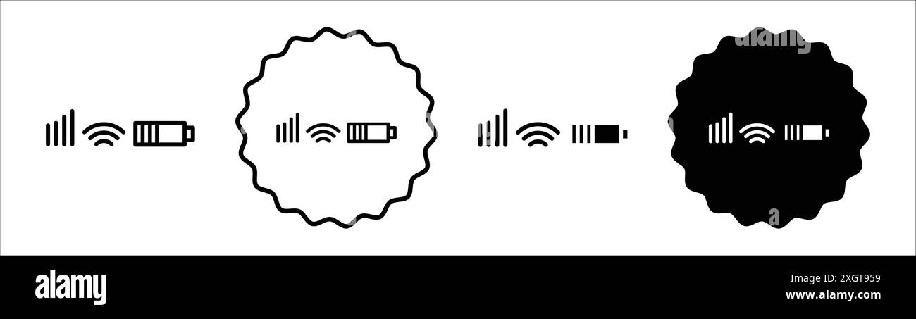 Status bar icon logo sign vector outline in black and white color Stock ...