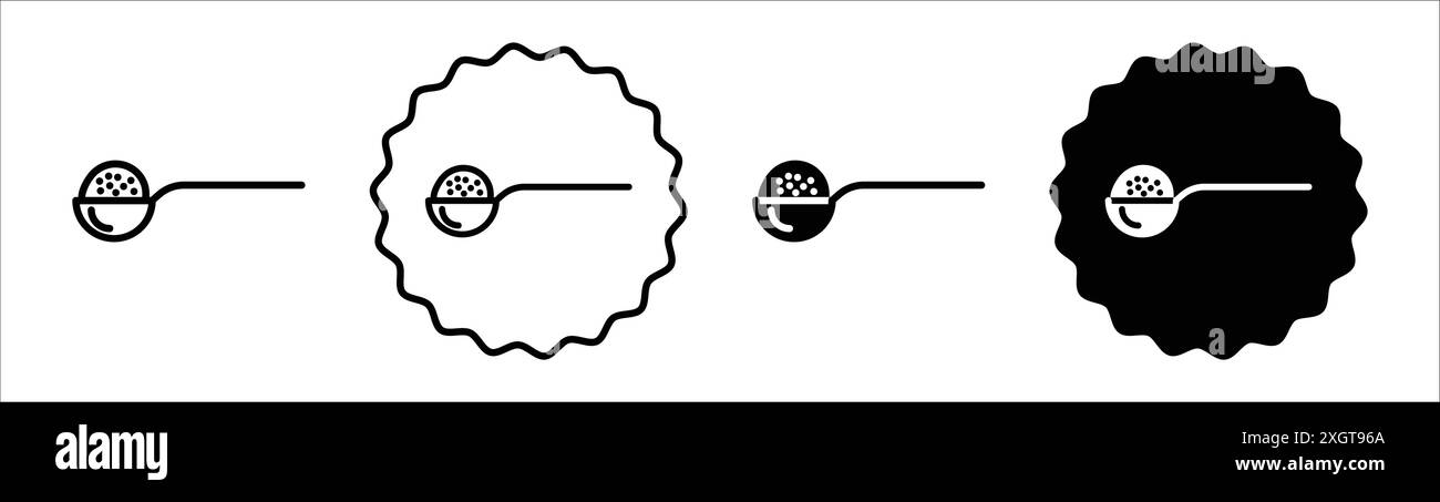 Spoon icon logo sign vector outline in black and white color Stock ...