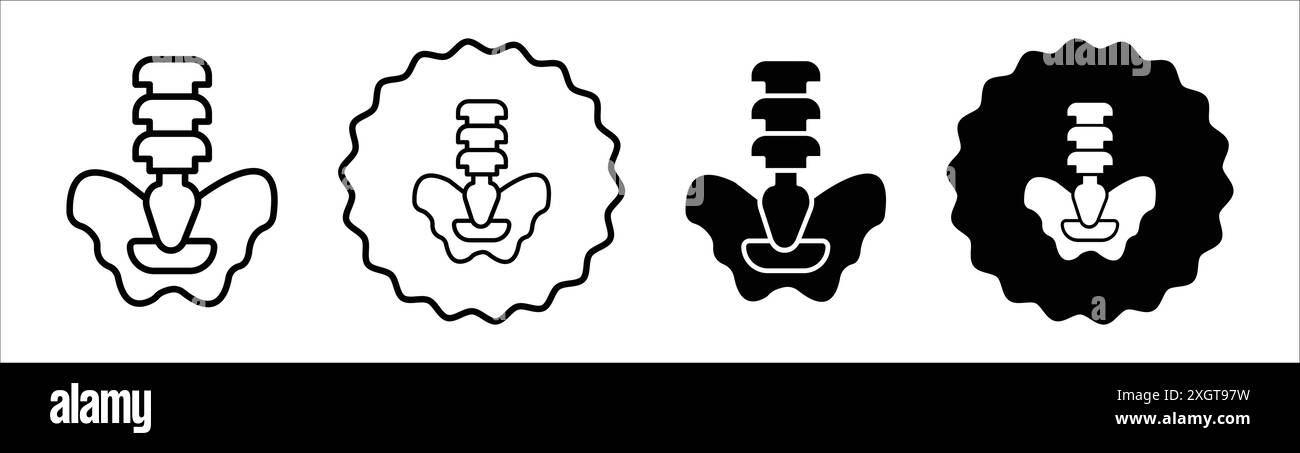 Pelvic area icon logo sign vector outline in black and white color ...
